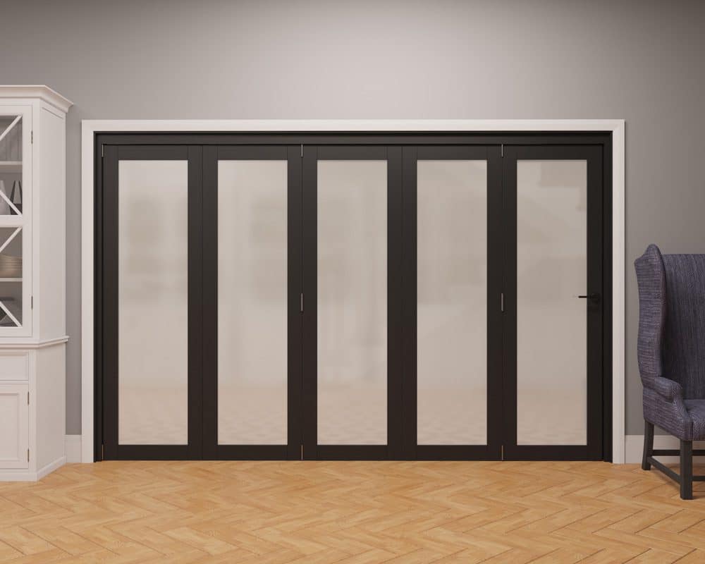 3130mm Heritage Black Frosted Internal Bi-Folds | Aspire Doors